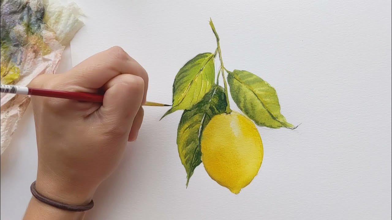 DETAILED Watercolor Lemon tutorial! - YouTube