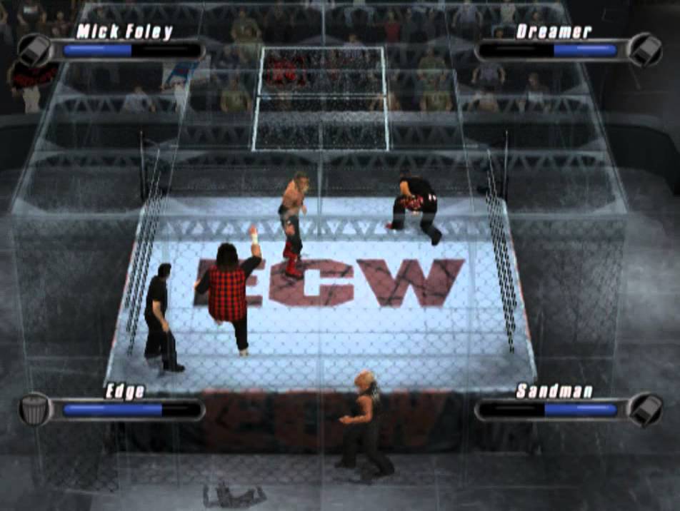 WWE SvR 2008:Mick Foley and EDGE vs Tommy Dreamer and Sandman(Hell In a ...