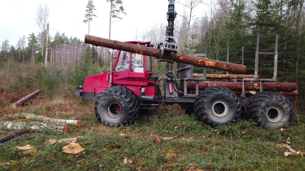 Homemade forwarder and pro forest workers Part 1 - YouTube