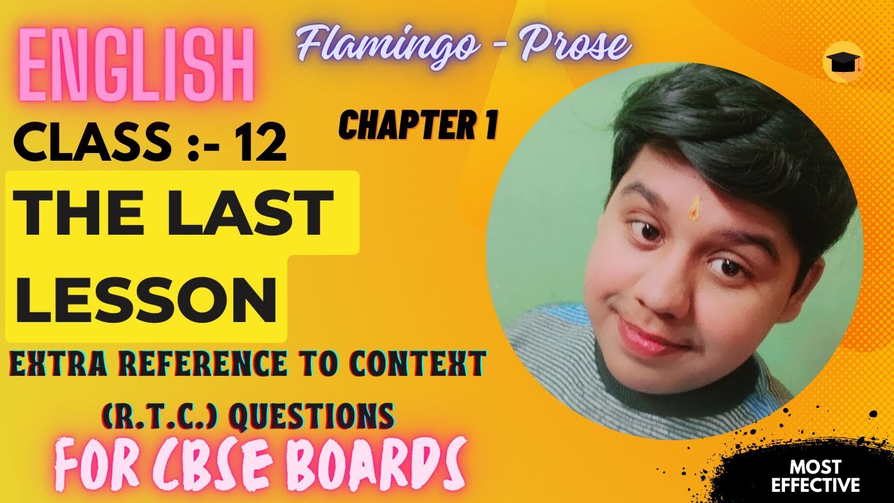 The Last Lesson | Extra R.T.C./M.C.Q. Questions | Class 12 | English ...