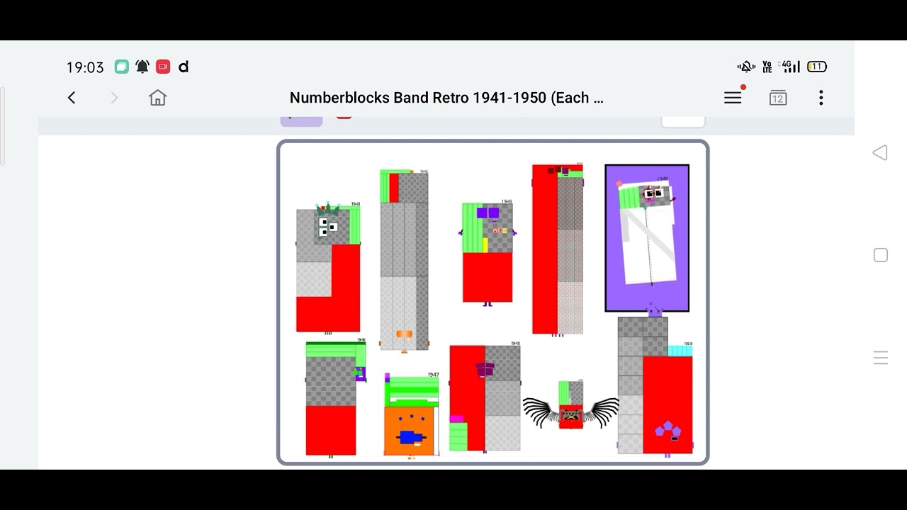 number blocks band retro 1941-1950 each sounds - YouTube