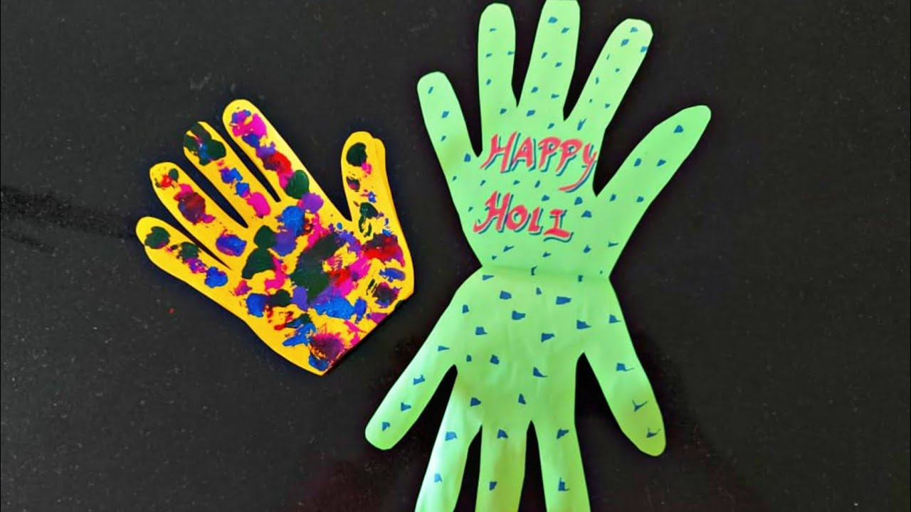Holi Hand Print Card | Creative Holi Craft - YouTube