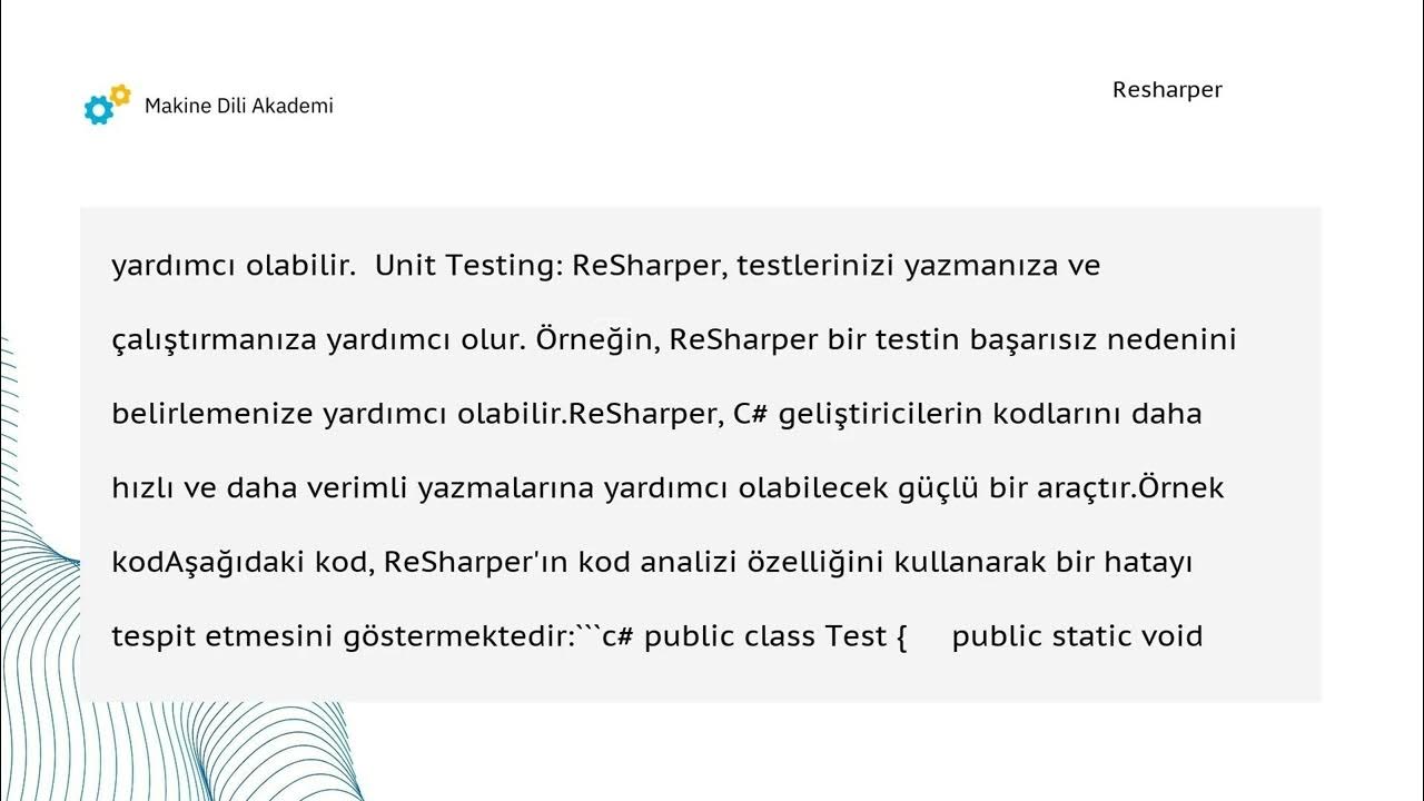 Resharper | Makine Dili Akademi - YouTube