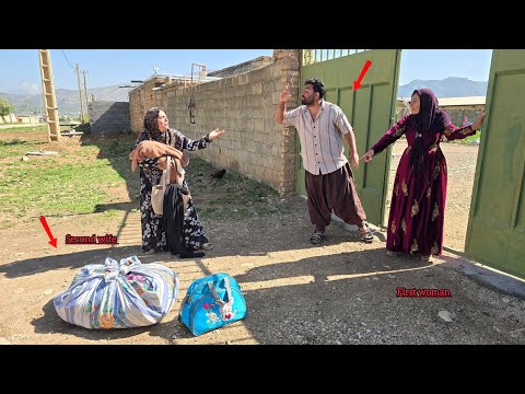 The second lady being thrown out of the house by her husband due to tension with the first lady