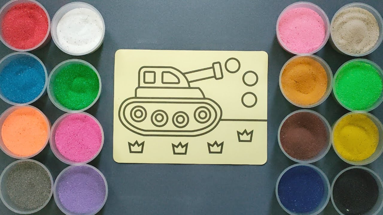 Battle Tank Car Sand Painting Coloring - Mobil Tank Tempur - YouTube