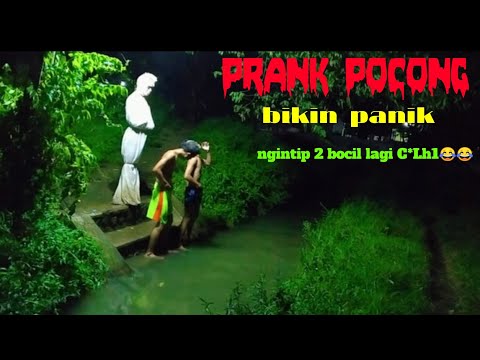 Prank POCONG bikin panik || ngintip 2 bocil lagi C*Lh1😂 disungai || auto kabur dijamin ngakak