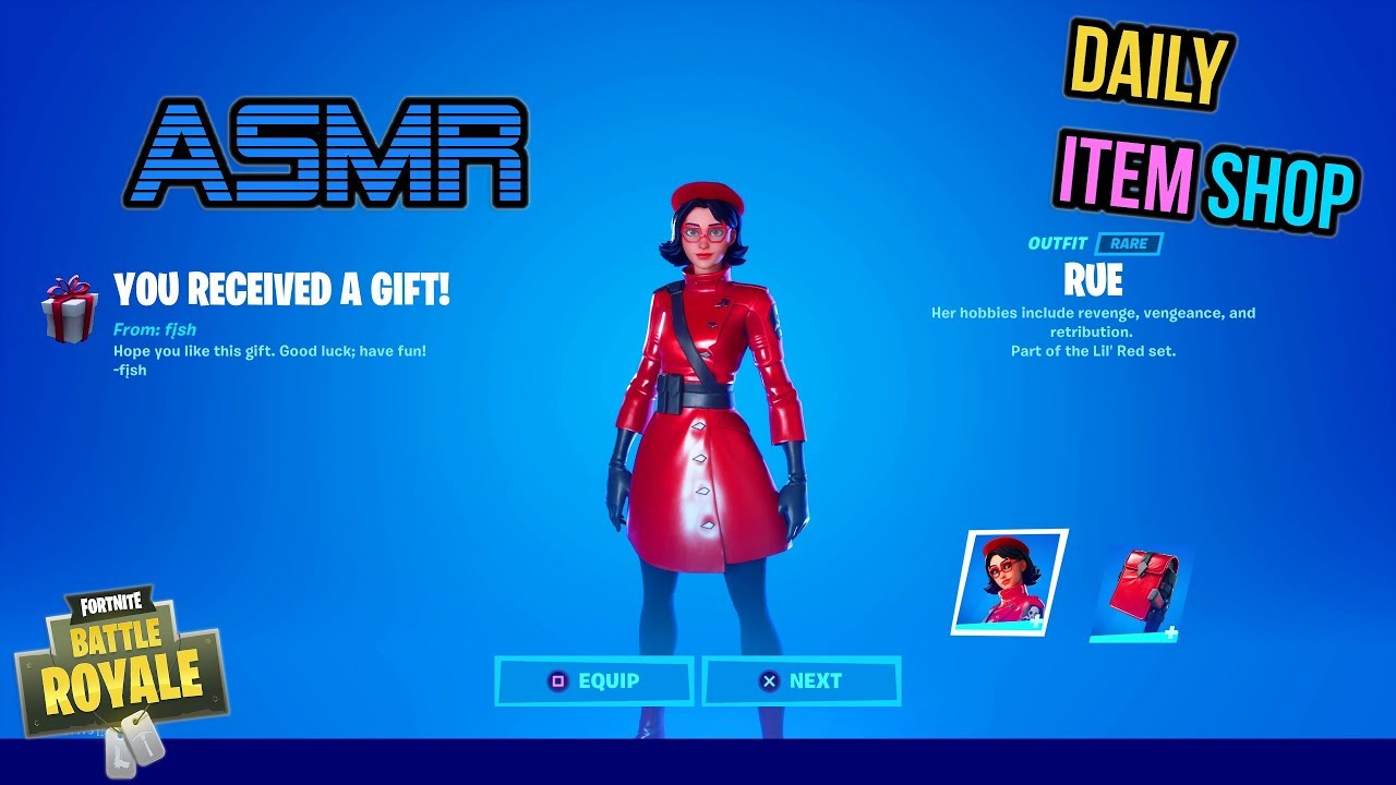 ASMR | Fortnite NEW Rue Skin Gift! Daily Item Shop Update 🎮🎧 Relaxing ...