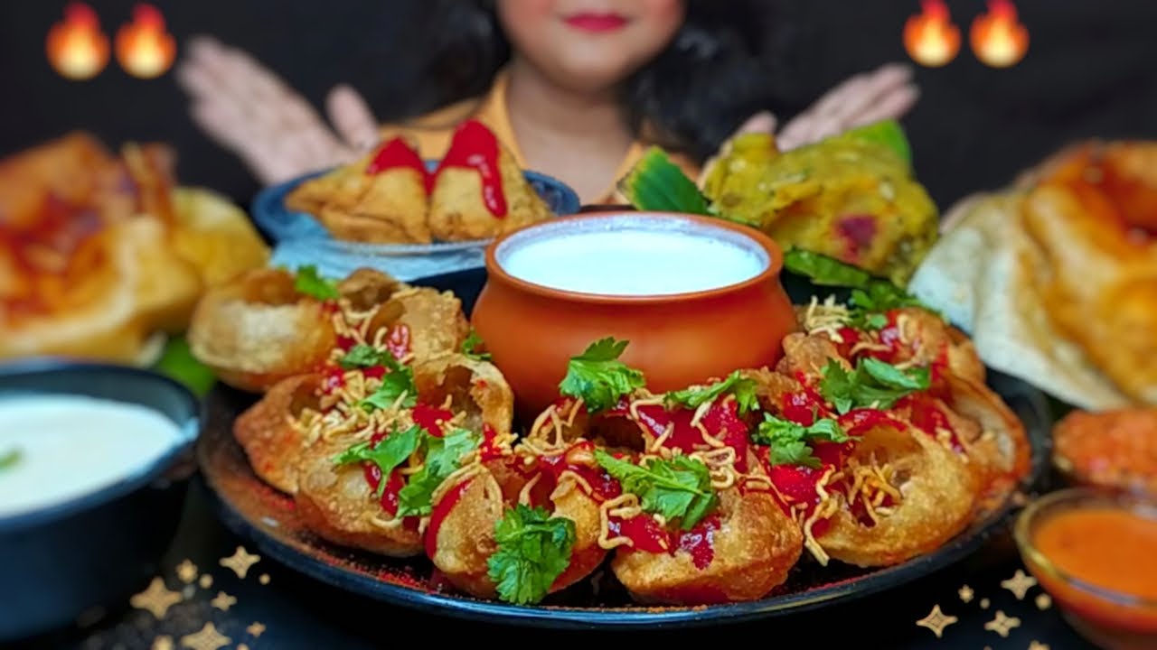 Eating Dahi Golgappe, Masala Dosa, Sambar | Indian Street Food Eating ...
