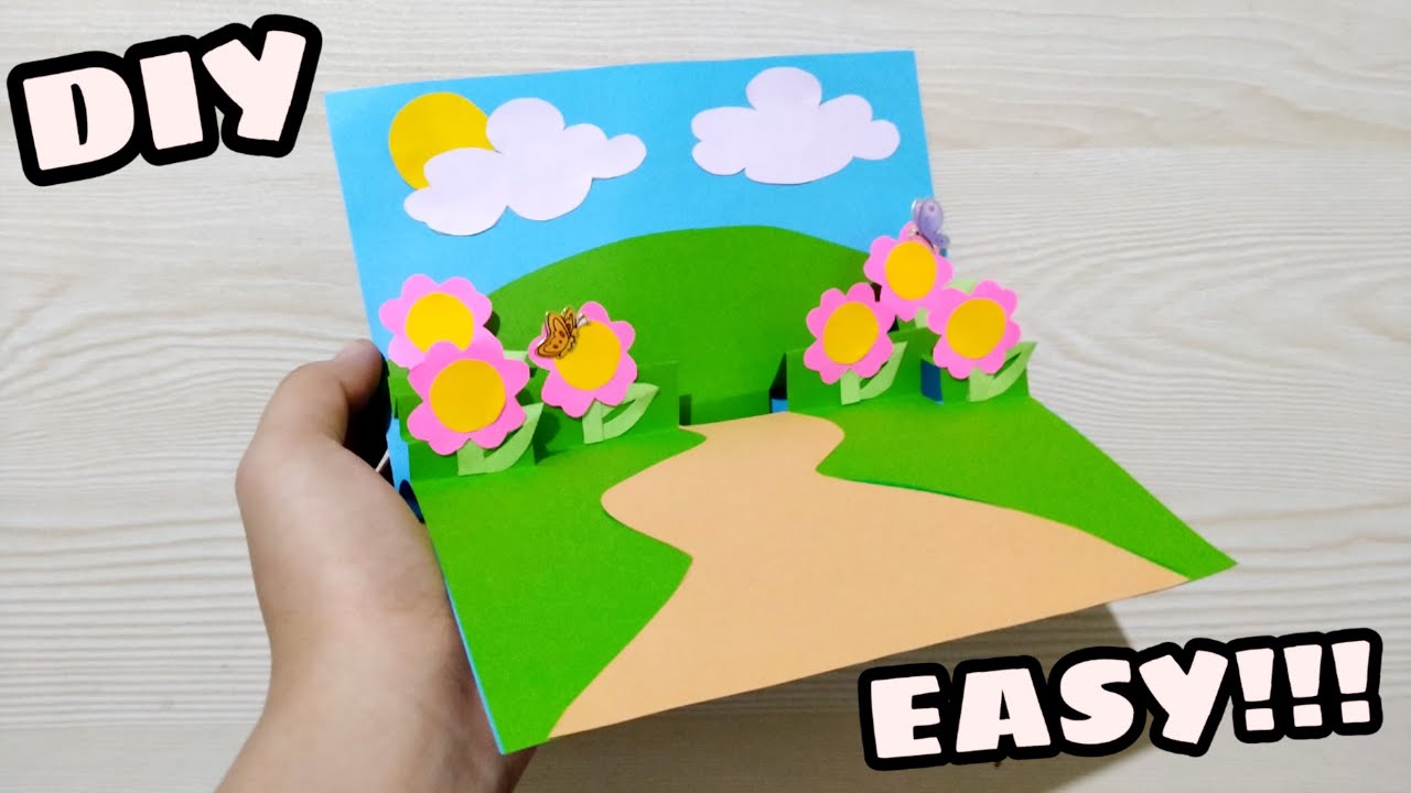 EASY DIY Flower Garden Pop-up Card for Beginners - YouTube