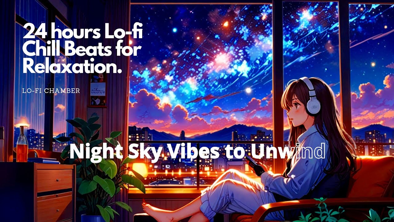 24 Hours Lo-fi Chill Beats for Relaxation | Night Sky Vibes to Unwind ...