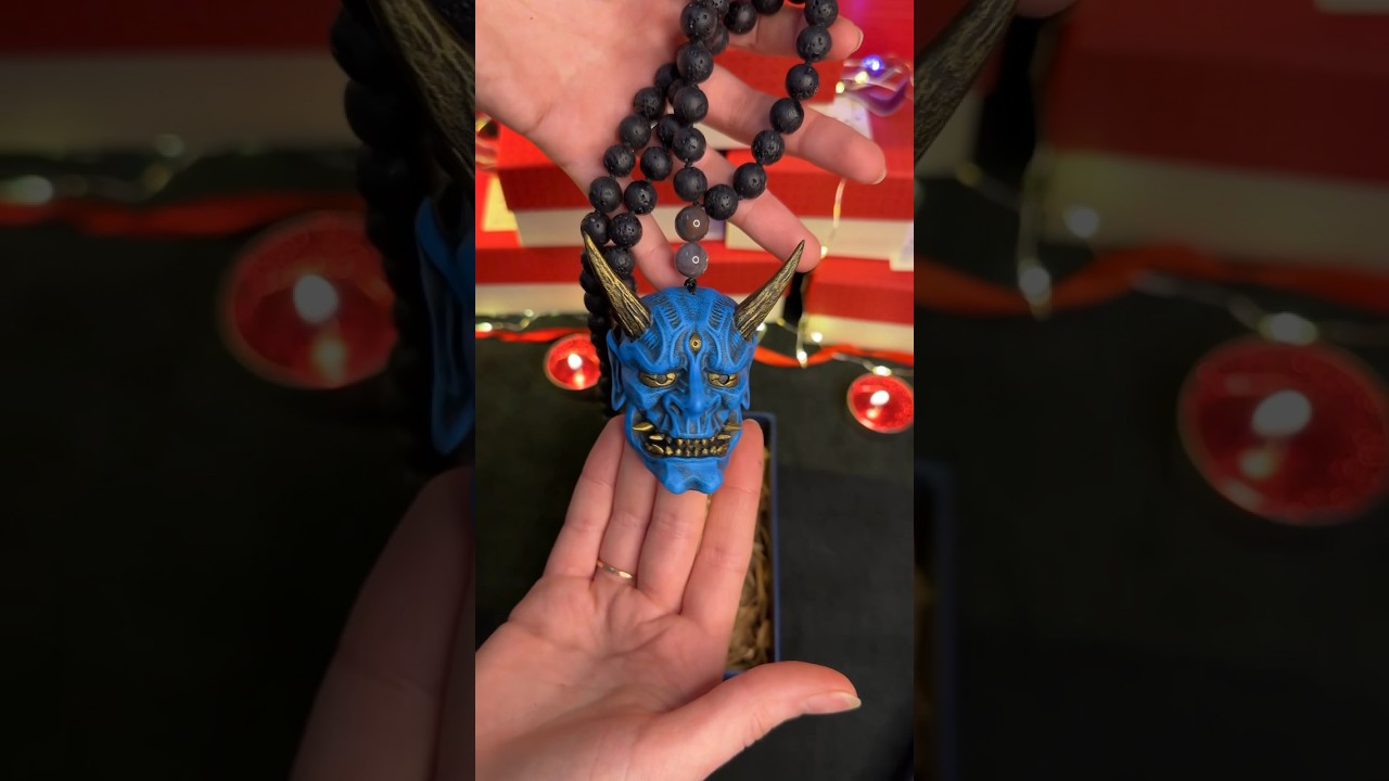 Mini Oni mask Necklace - Which colour do you like more? #onimask #demon ...