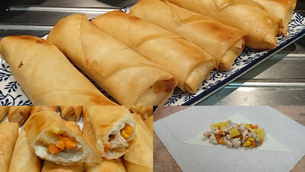 How to make chicken pie popiah - YouTube