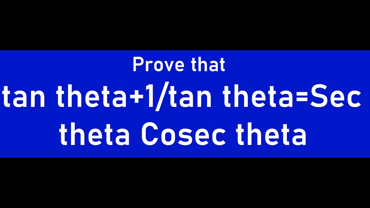RD Sharma||Exercise 11.1Qu no.4||Class 10|| tan theta+1/tan theta=Sec ...