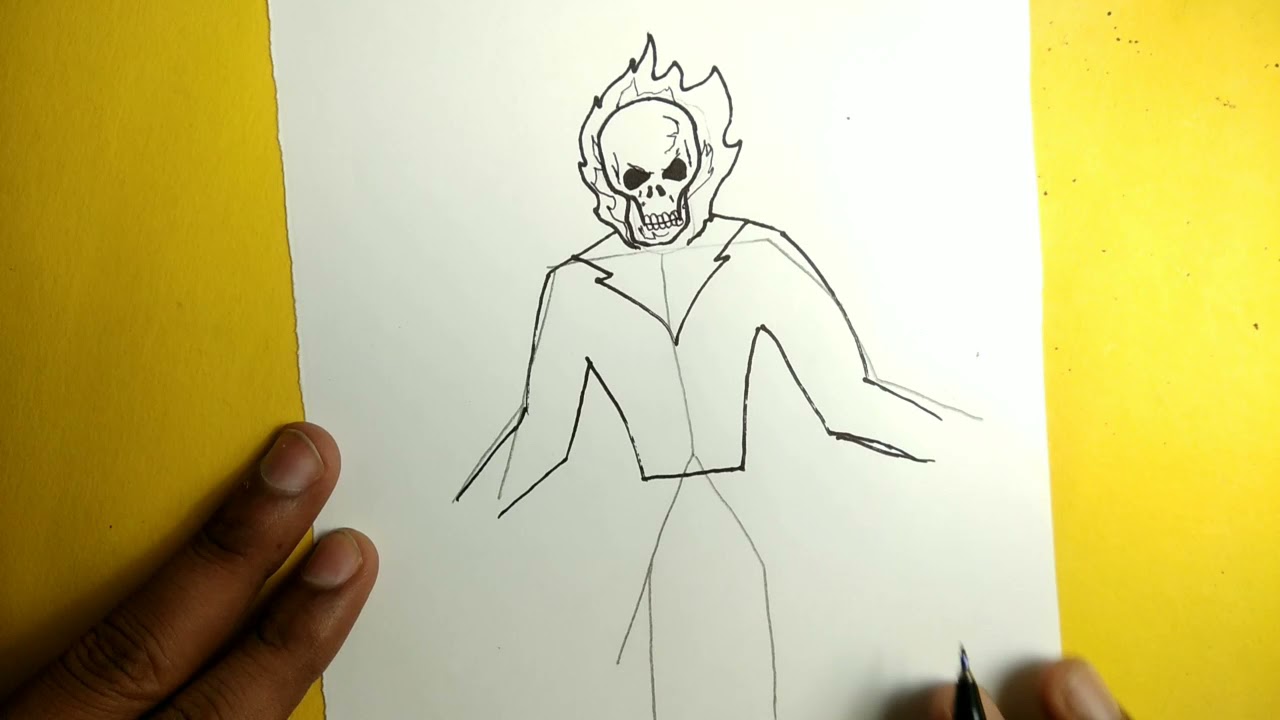 How to draw Ghost Rider/ Step By Step Ghost Rider Drawing - YouTube