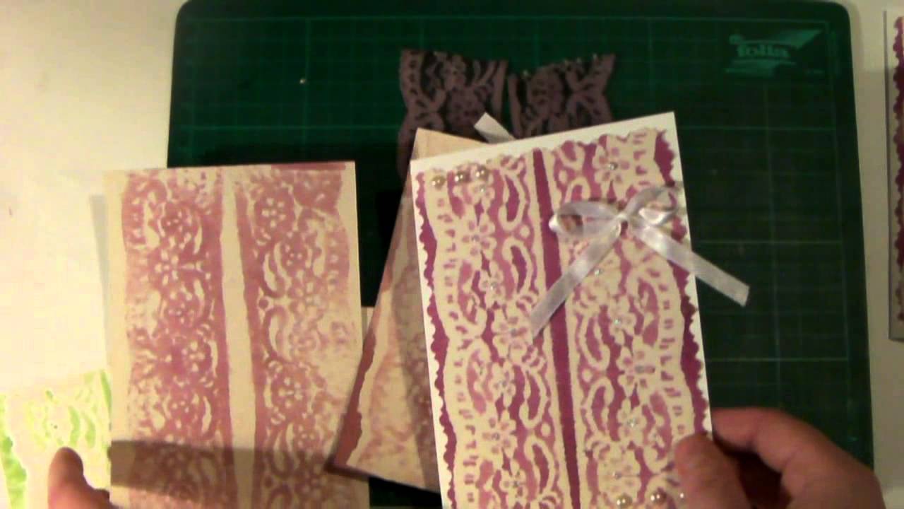 Lace Template Technique Birthday Cards - YouTube
