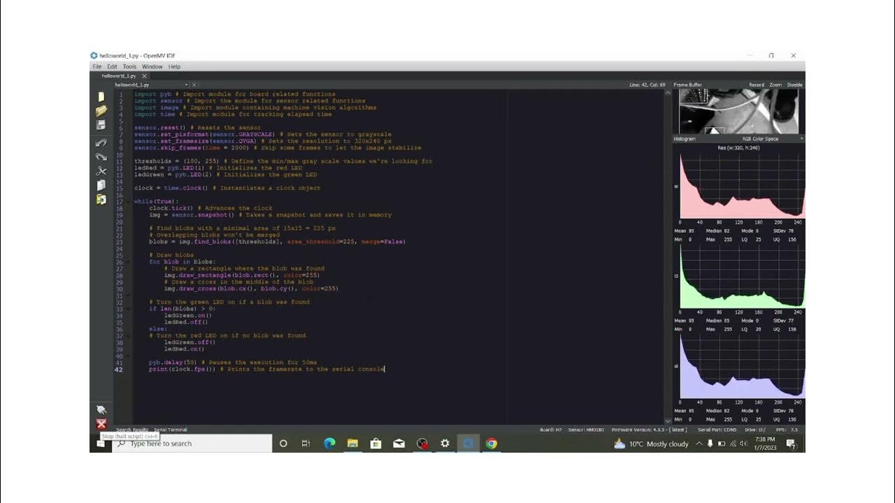 Blob detection on openmv using micro python. - YouTube