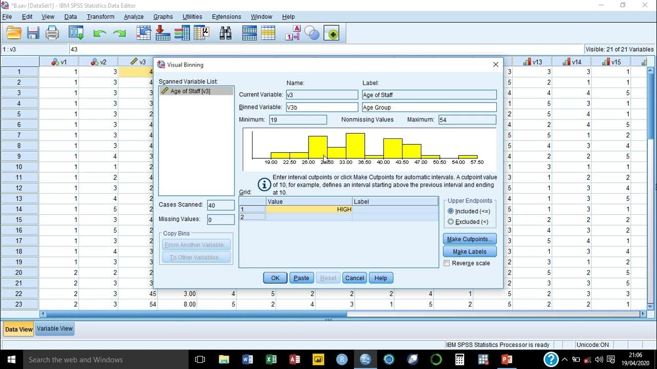 7 SPSS Visual Binning Transforming Scale to Nominal Data - YouTube
