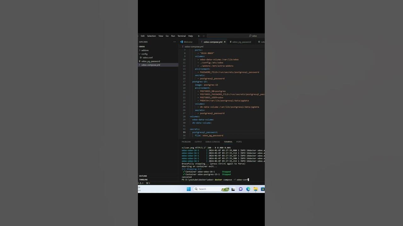 Docker Compose Specific File Docker Dockercompose Dockercomposemulti Odoodocker Odoo