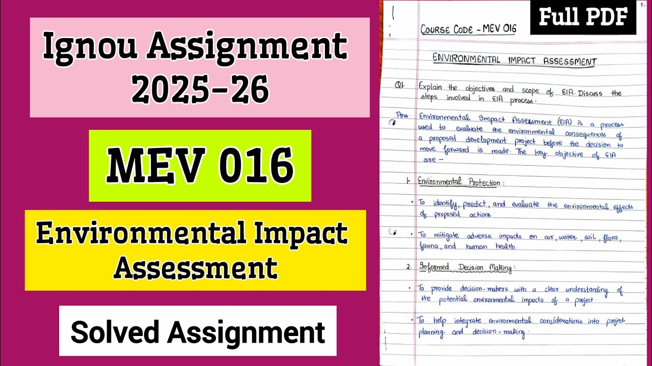 MEV 016 - Solved Assignment 2025-26 || Environmental Impact Assessment ...