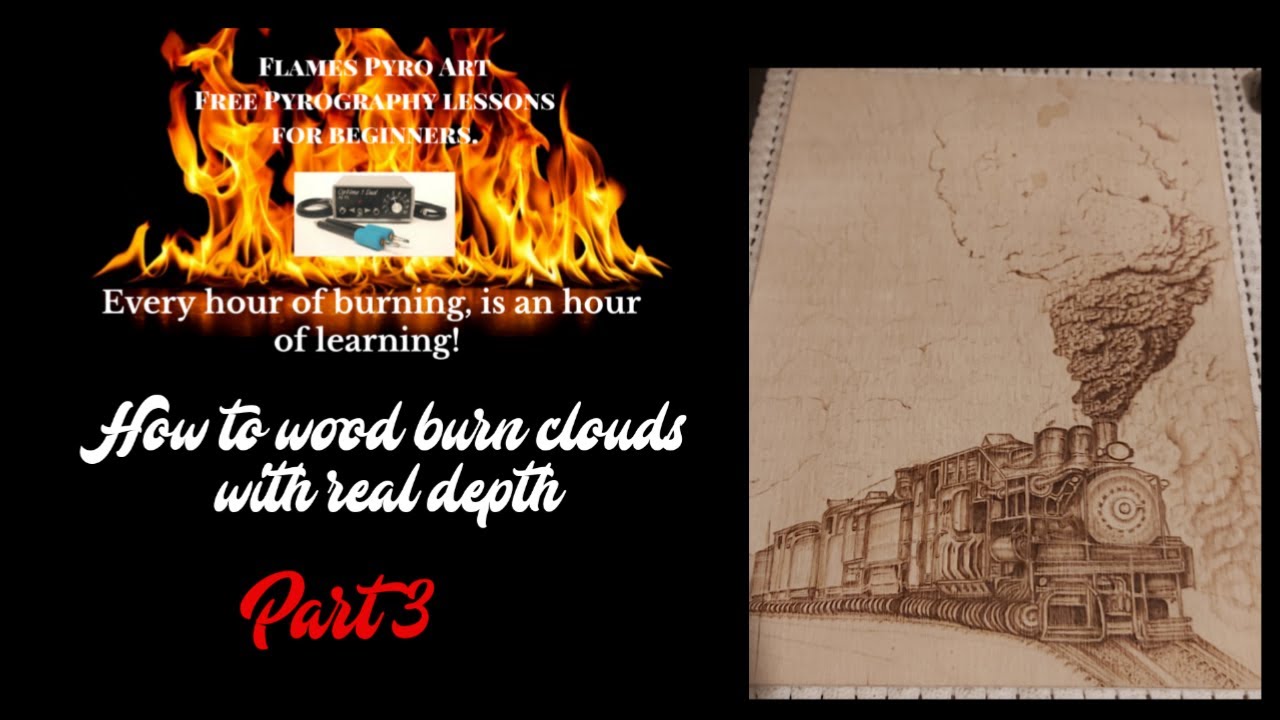 how to wood burn clouds and smoke that look realistic with your pyrography pens, part 3 Depth ...
