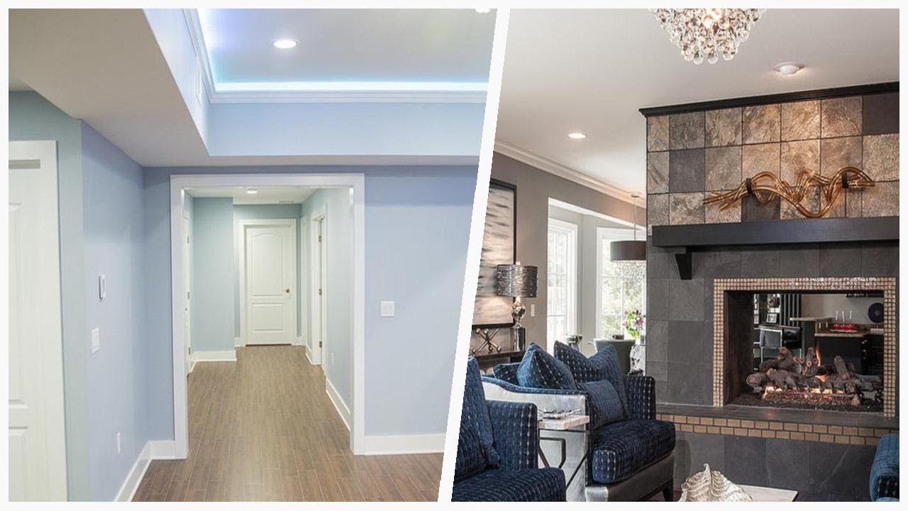 75 Beautiful Huge Basement With Blue Walls Design Ideas #693 💙 - YouTube