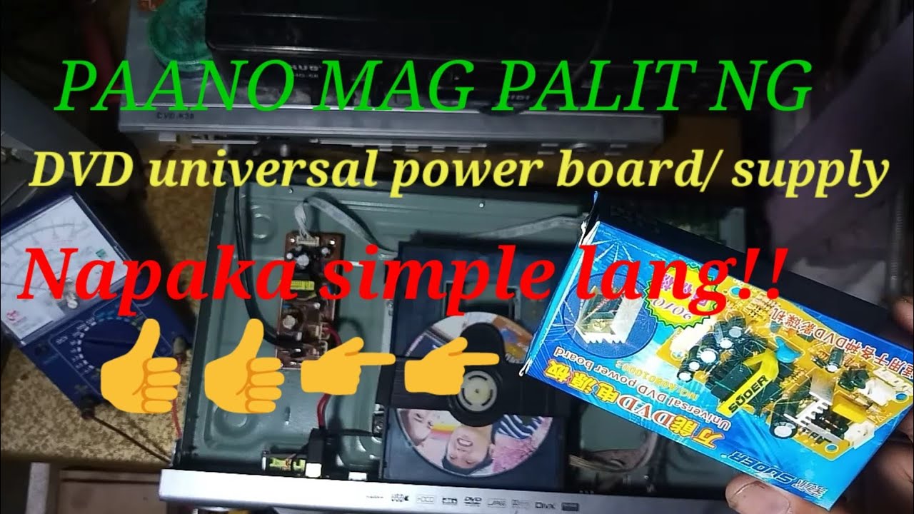 paano magpalit ng universal DVD power board, DVD player power supply ...