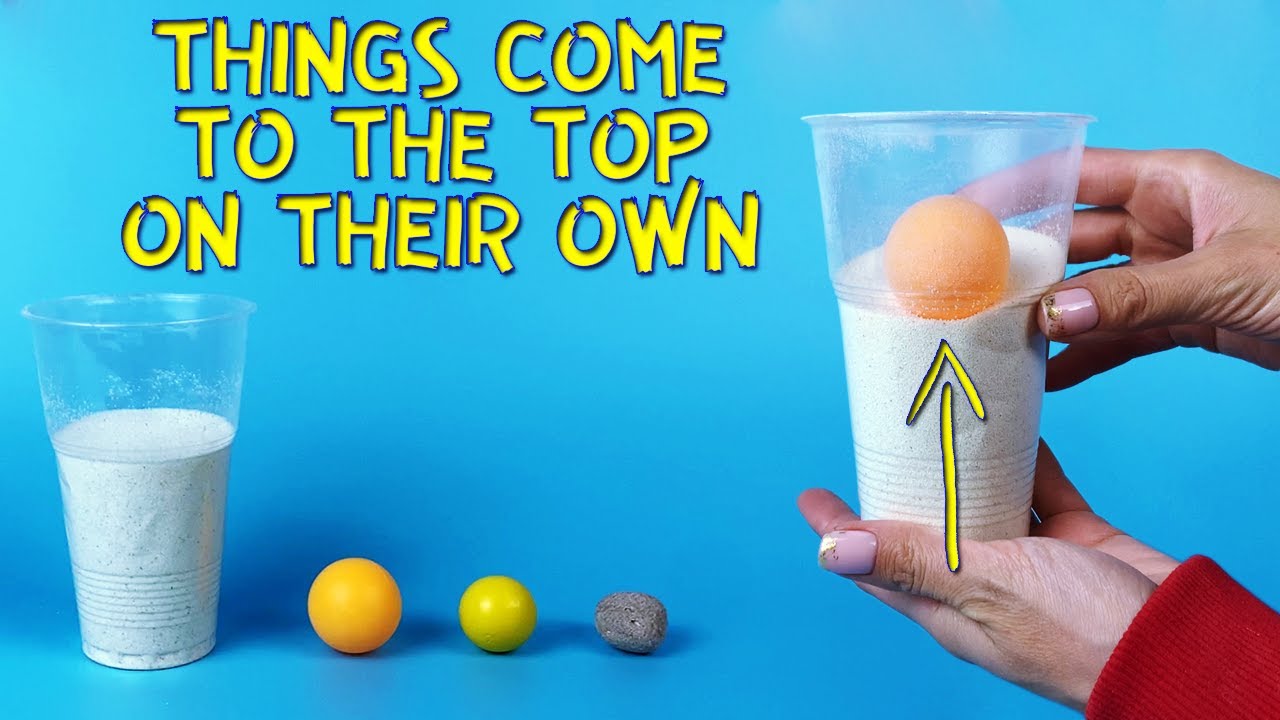 Science experiment with sand | What things will come to the top? - YouTube