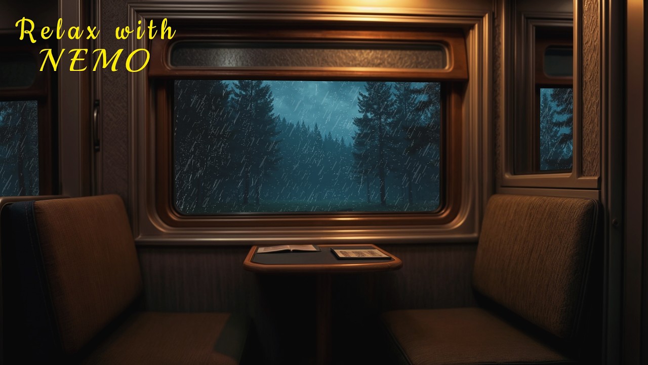 Cozy Old Train Travel on a Rainy Night 🚂 Calm Rain and Train Sounds ...