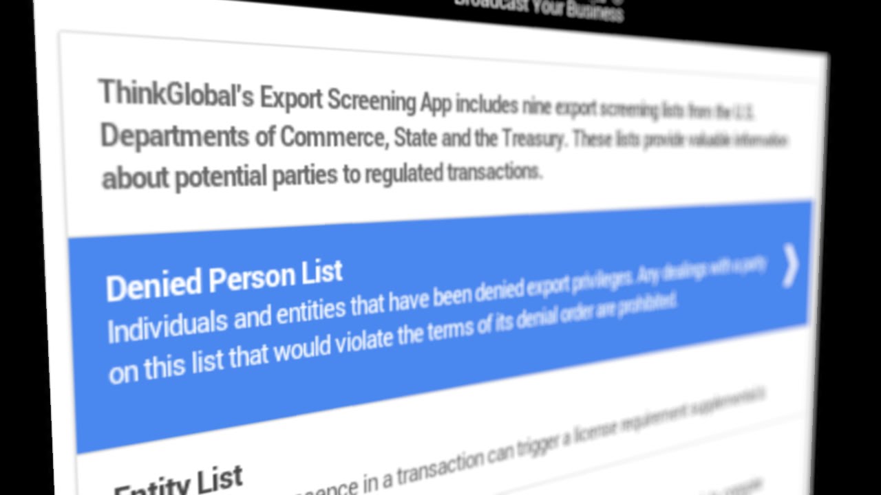 Learn About the Export Screening App: The Denied Persons List - YouTube