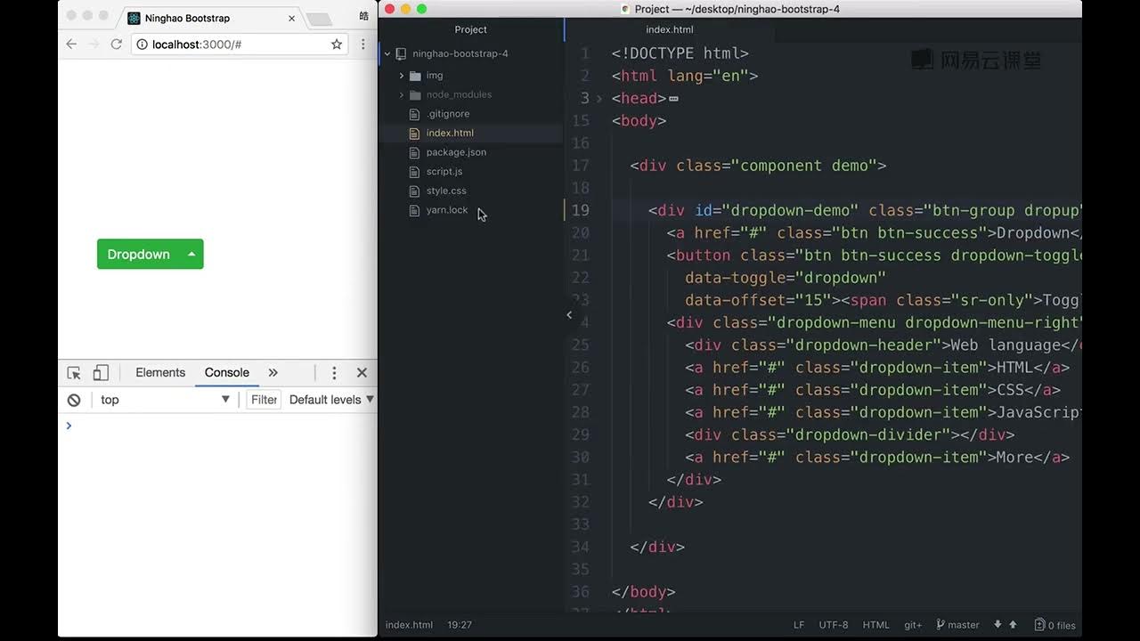 《Bootstrap 4：CSS 与 JS 框架》 3·19 Dropdown：方法与事件 - YouTube