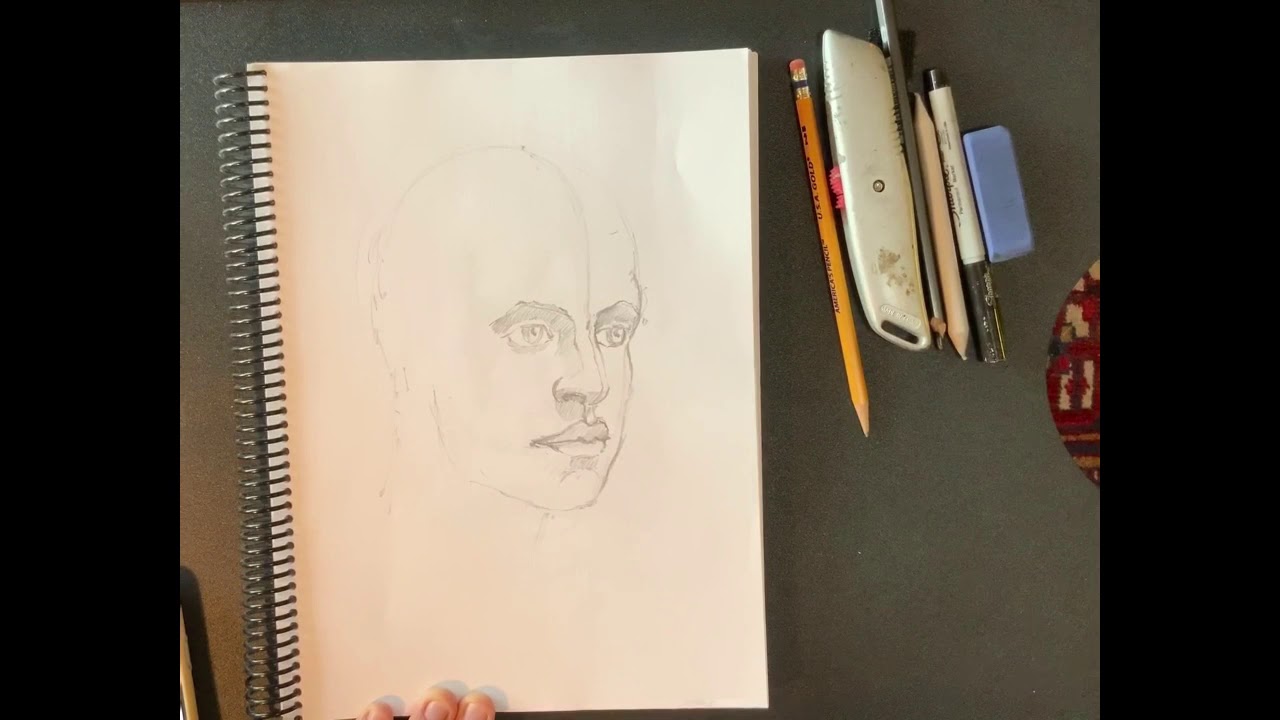 How to draw a three quarter view portrait - YouTube