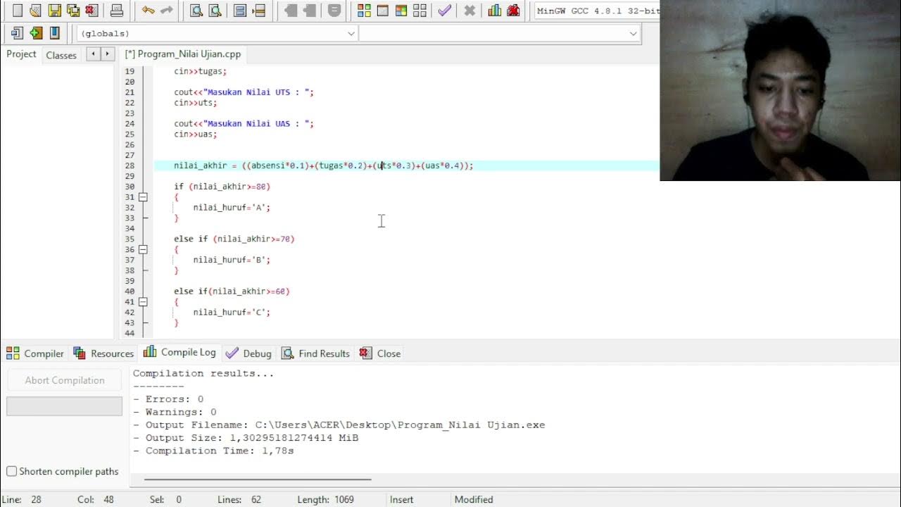 C++ Program Menghitung Nilai Akhir - YouTube