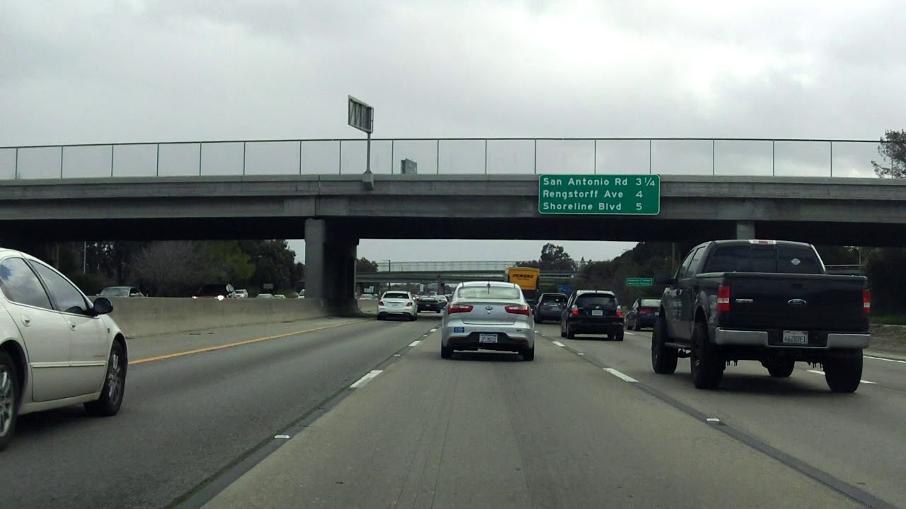 Bayshore Freeway (US 101 Exits 406 to 399) southbound - YouTube