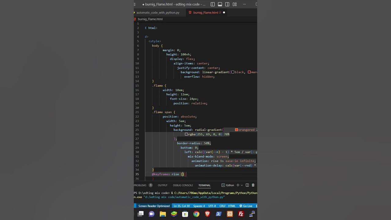 Viralvideo Burning Flame Html Css Shortsvideo Shorts Youtube