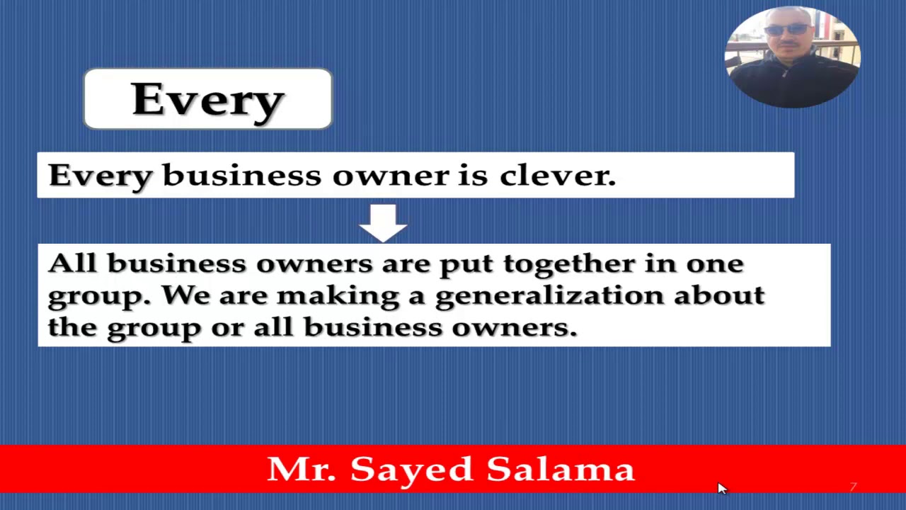 each or every by Mr Sayed Salama - YouTube