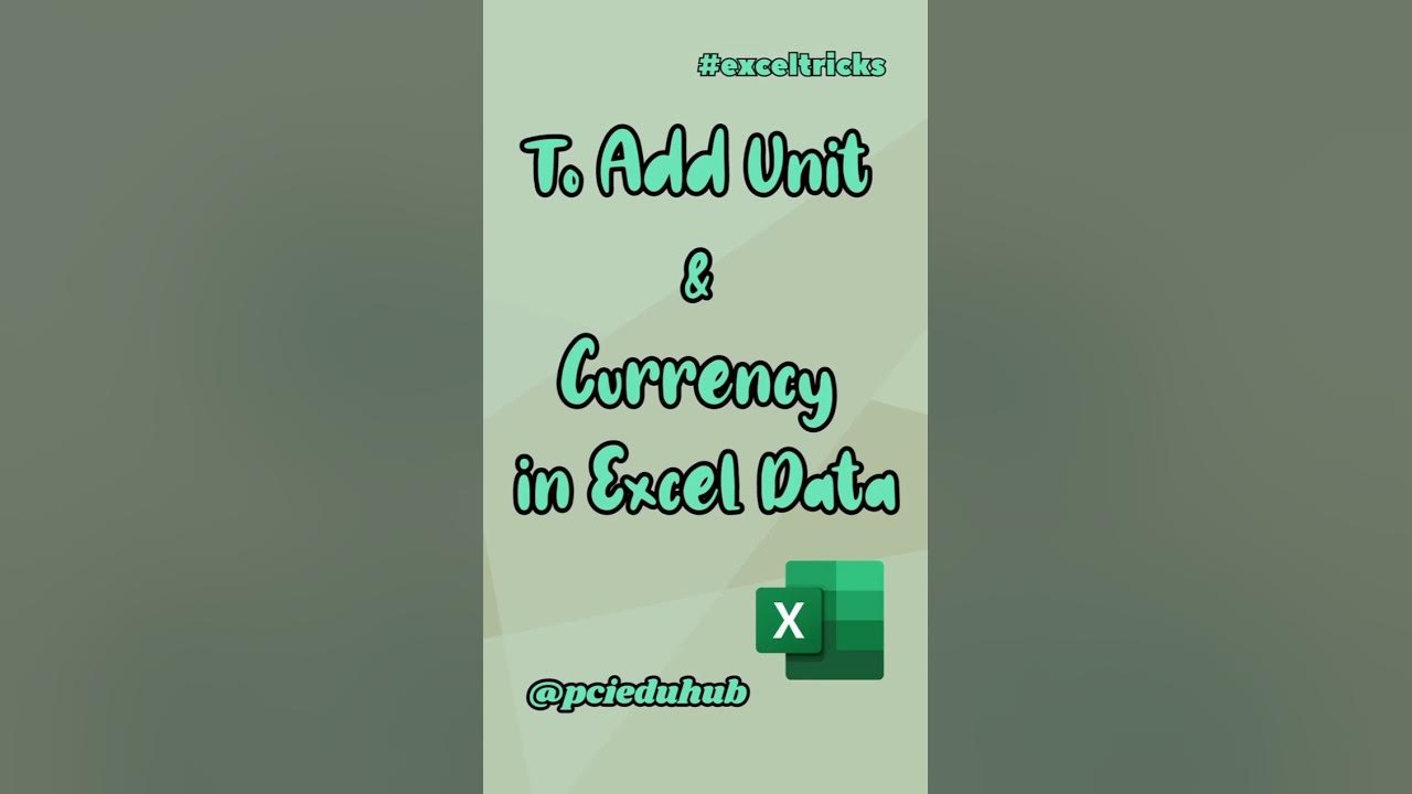 To add unit & currency in Excel Data @PCIEduHub #exceltips #exceltricks #excel #msexcel # ...