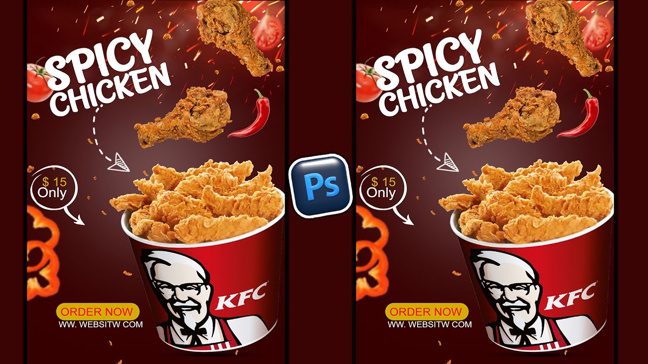 Poster Design in Photoshop | Chicken Poster Design | KFC Chicken ...