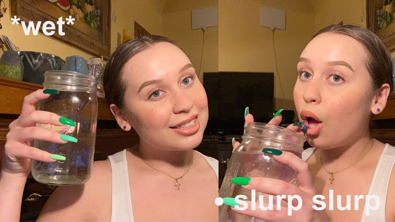Drinking Cold Water ASMR With Glass Straw WATCH IF YOU'RE THIRSTY 💦 ...