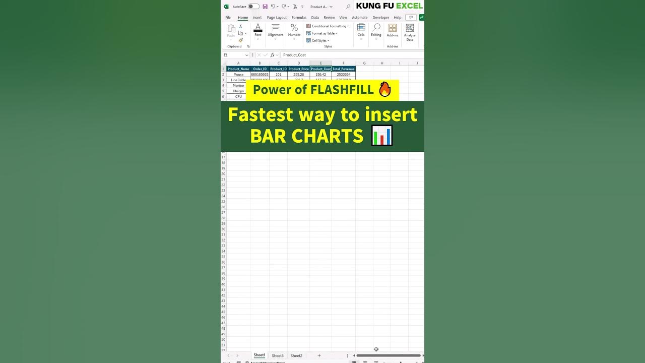 insert Bar Charts with FlashFill 🚀🔥 #exceltech #exceltips #flashfill #exceltricks #excel - YouTube