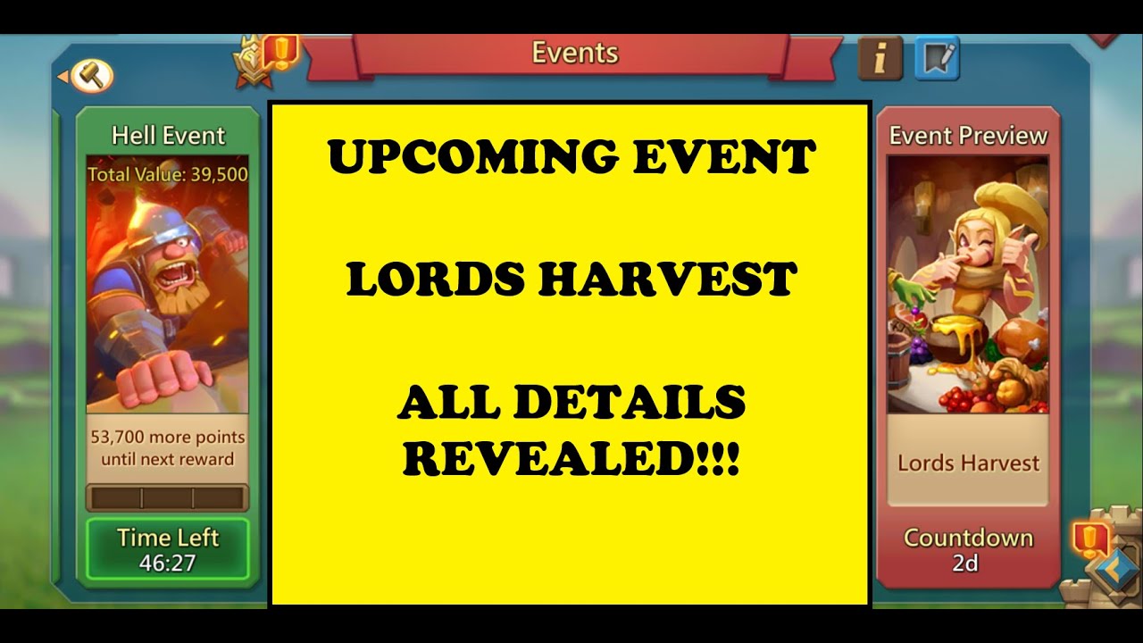 Lords Mobile - LORDS HARVEST - Upcoming 11 day event - All details ...