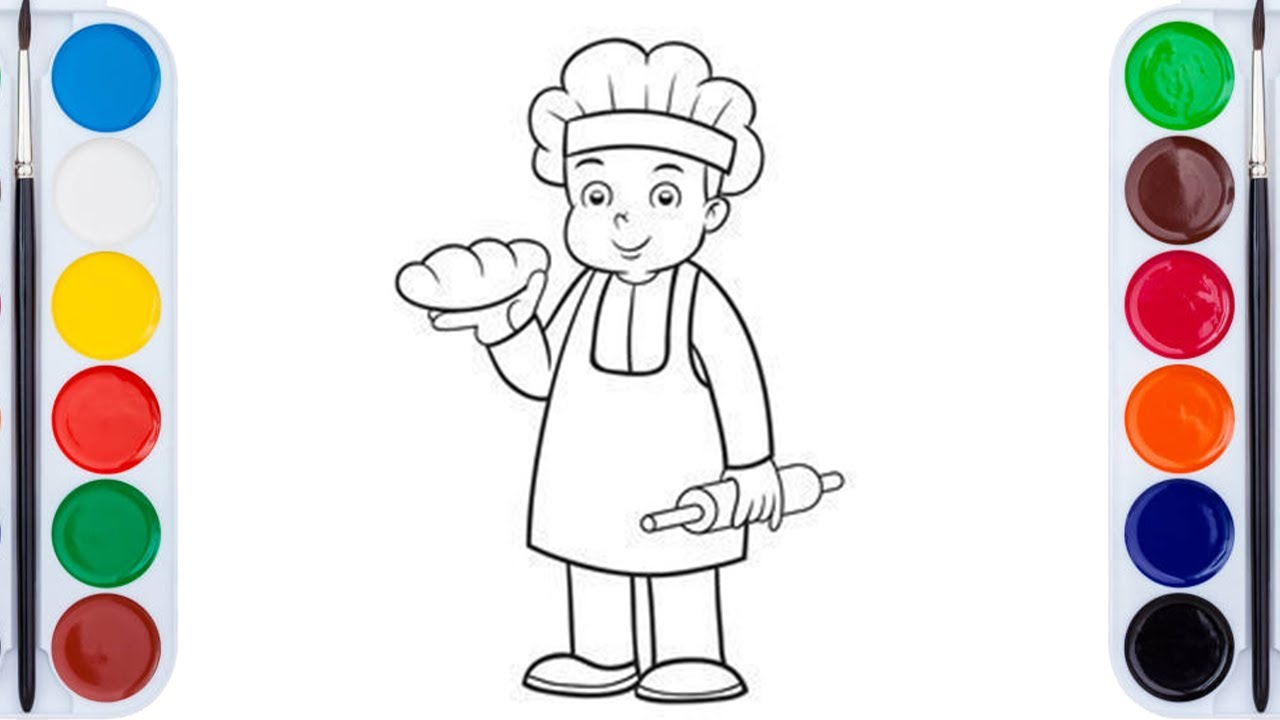 How to draw and color Chef for kids - YouTube