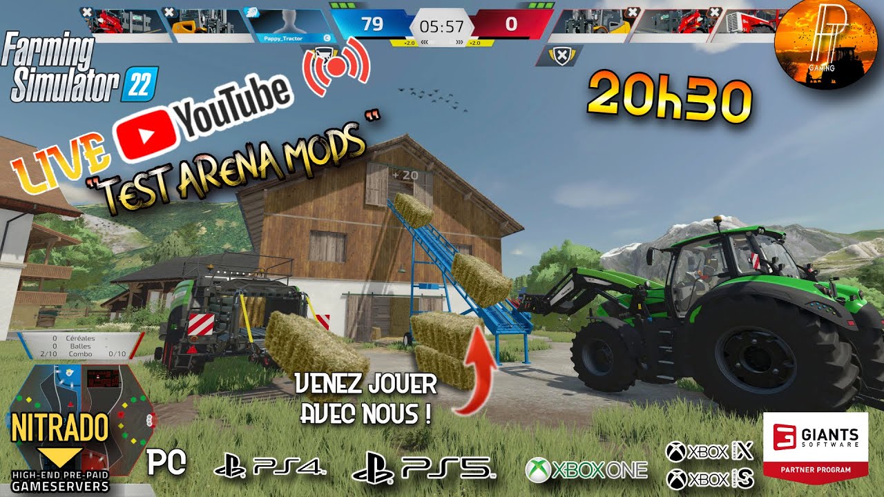 [LIVE FS22] E-SPORT ARENA & EMPILAGE DE BALLES TOUTES PLATEFORMES - YouTube
