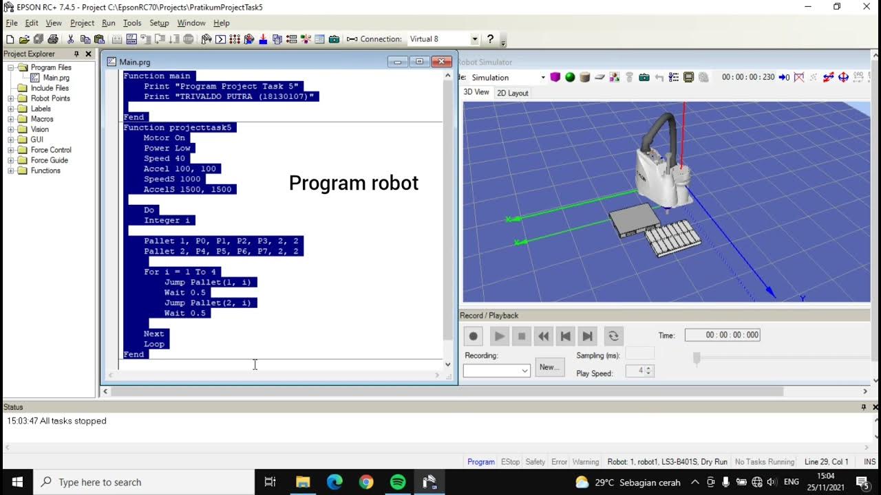 Hasil Pergerakan Robot SCARA EPSON RC+ 7.0 dengan Sistem Palletizing ...