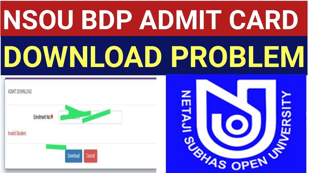 NSOU BDP ADMIT CARD DOWNLOAD এর সময় Invalid Student দেখাচ্ছে || - YouTube