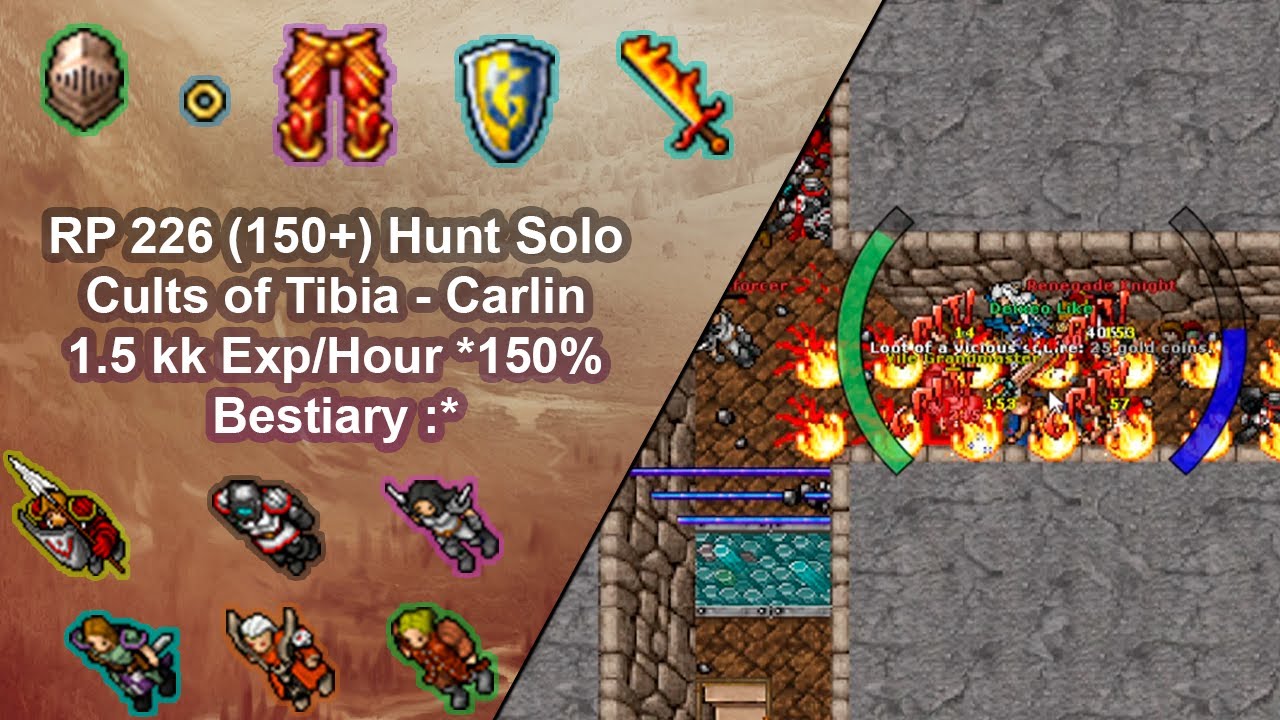 Tibia Royal Paladin 226 (150+) Solo Hunt /Cults of Carlin / 1.5kkExp ...