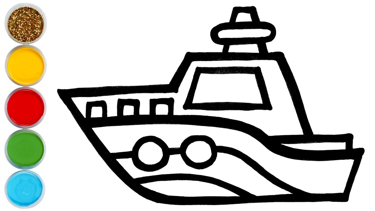 Yacht Boat Drawing, Painting and Coloring for Kids, Toddlers | How to ...