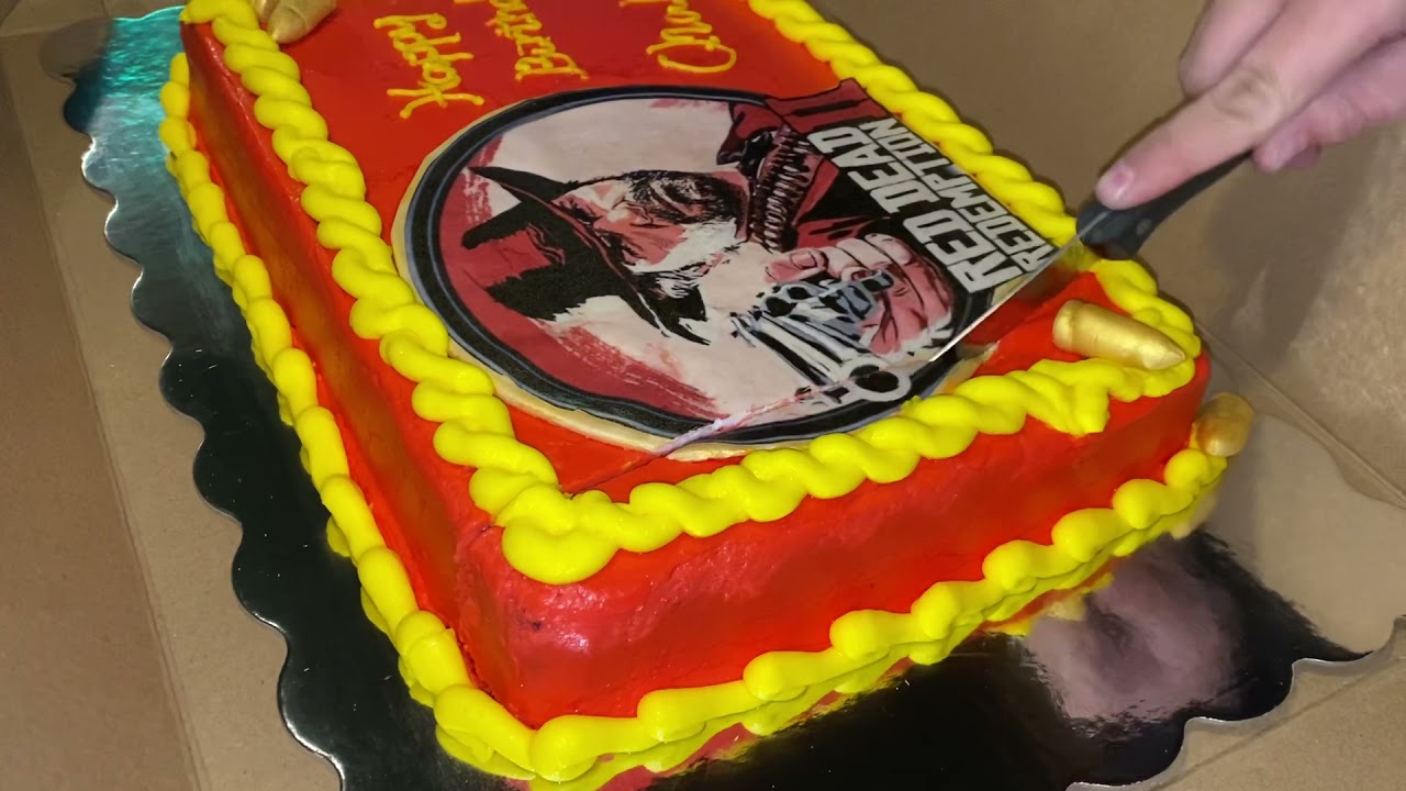 Cutting my Red Dead Redemption II Birthday Cake - YouTube
