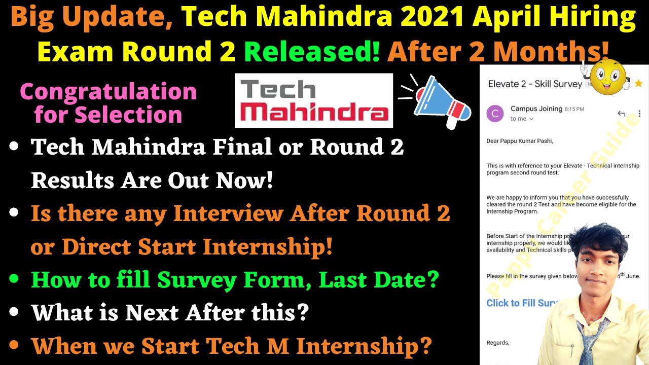 Finally Tech Mahindra 2021 Start Sending Round 2 Results In April21 Tech M Internship Hiring