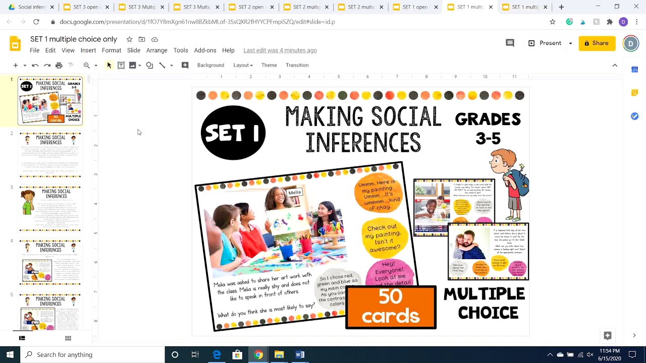 Social inferences digital task cards for social learning - YouTube