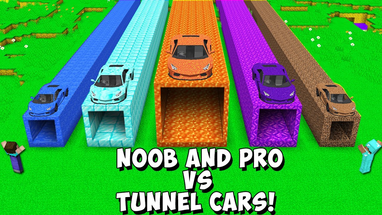 All NOOB and PRO CHOOSE SECRET TUNNELS SUPERACAR in Minecraft ! TUNNELS ...